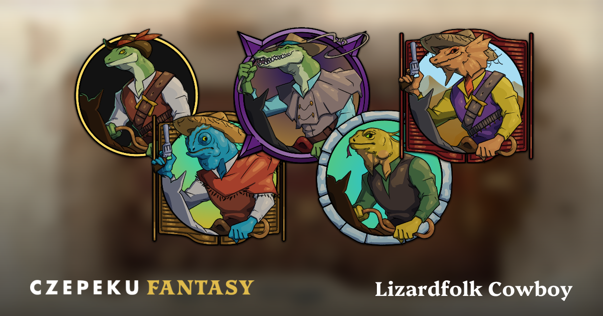 Lizardfolk Cowboy Token Builder | Customize and Randomize Czepeku Tokens