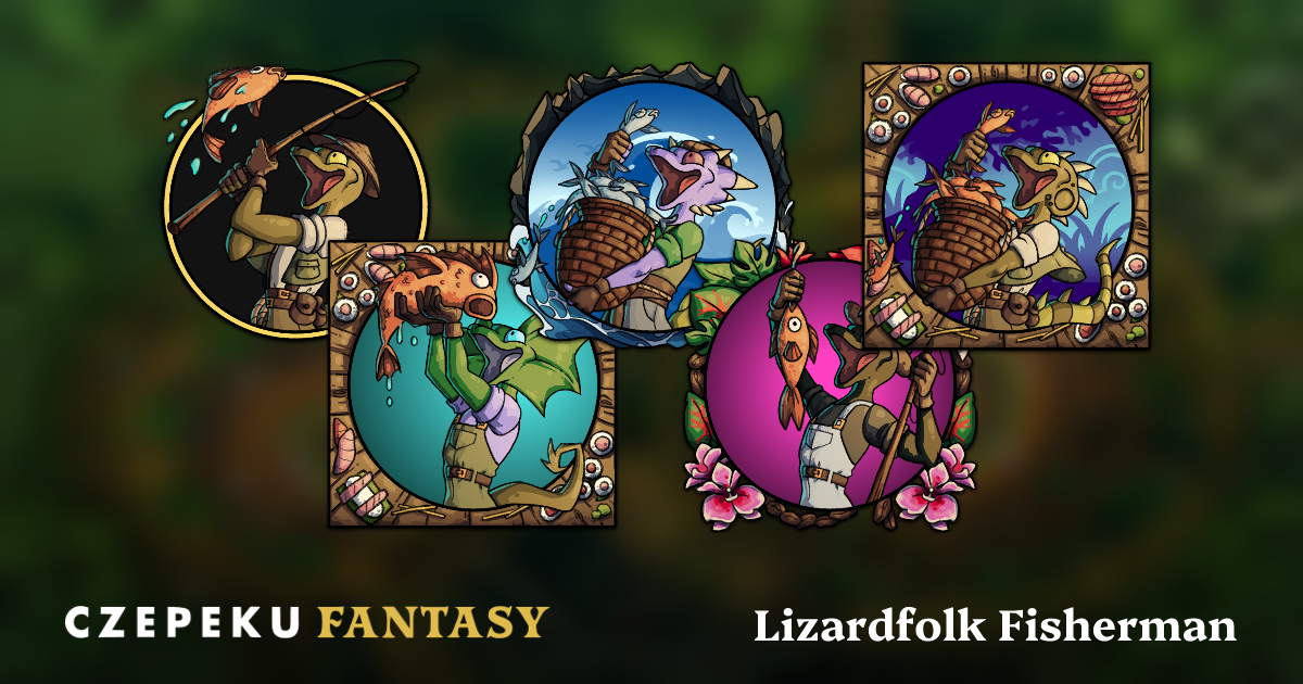 Lizardfolk Fisherman Token Builder | Customize and Randomize Czepeku Tokens