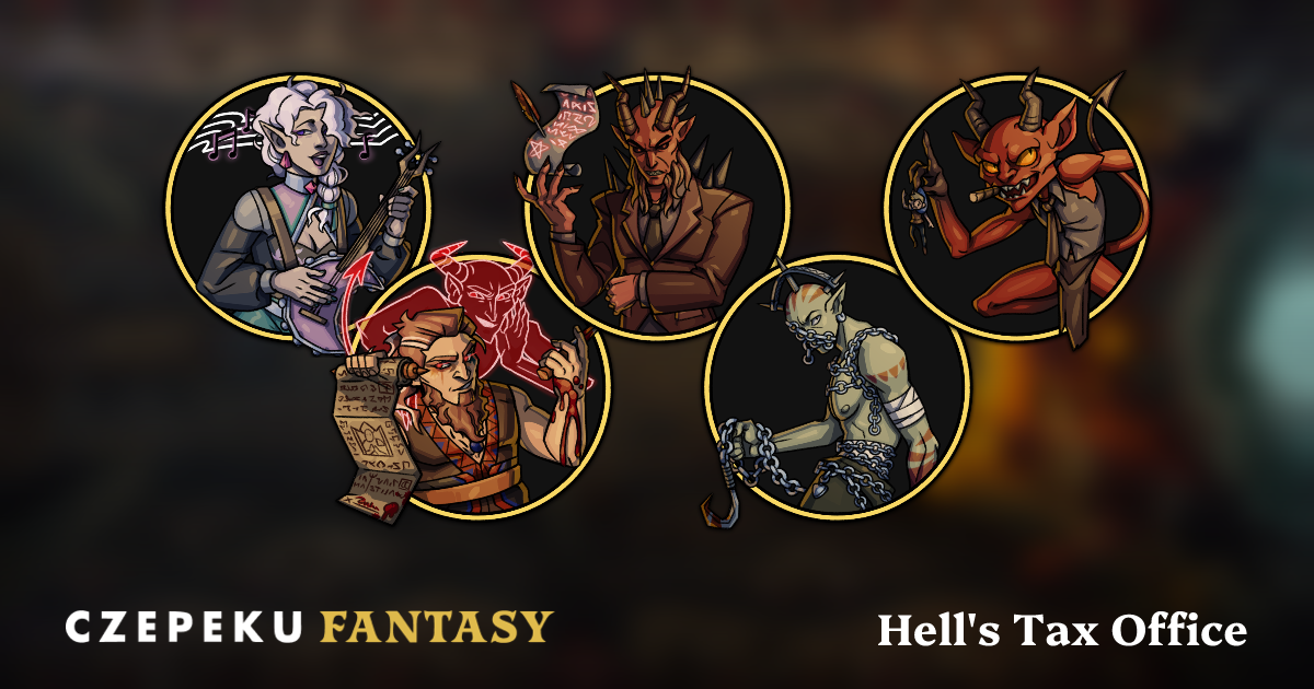 Hell's Tax Office Token Pack | Hand-Drawn Fantasy RPG Tokens by Czepeku