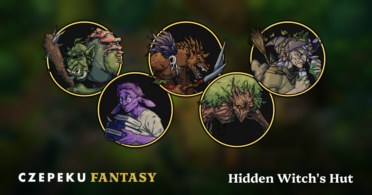 Hidden Witch's Hut Token Pack | Hand-Drawn Fantasy RPG Tokens by Czepeku