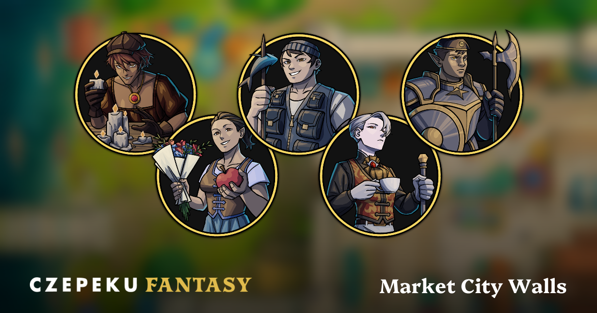 Market City Walls Token Pack | Hand-Drawn Fantasy RPG Tokens by Czepeku