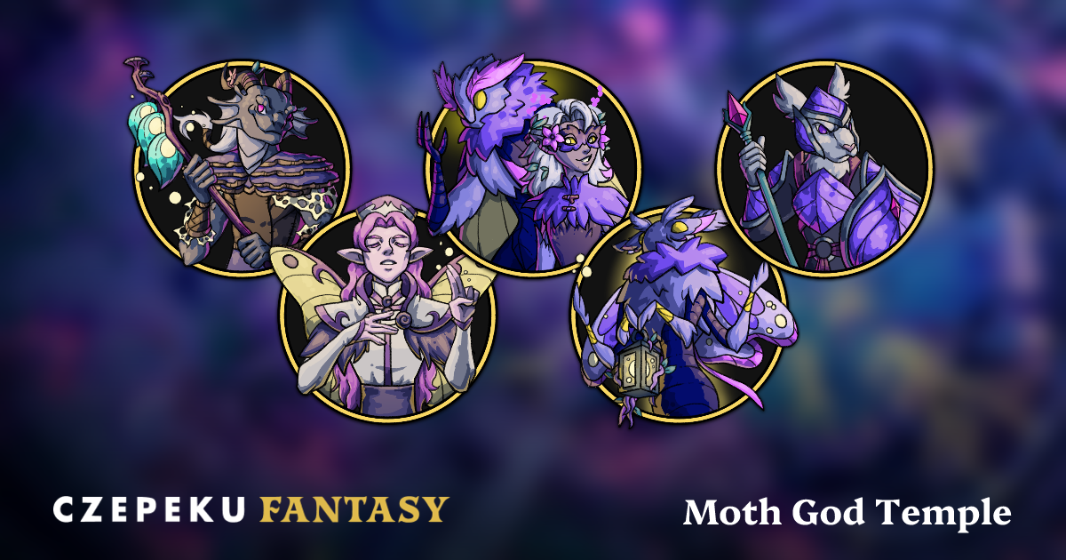 Moth God Temple Token Pack | Hand-Drawn Fantasy RPG Tokens by Czepeku