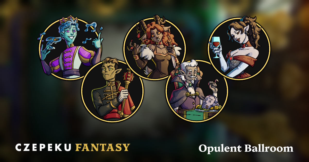 Opulent Ballroom Token Pack | Hand-Drawn Fantasy RPG Tokens by Czepeku