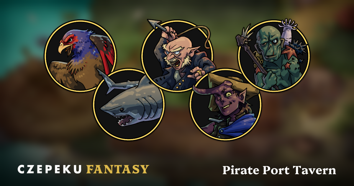 Pirate Port Tavern Token Pack | Hand-Drawn Fantasy RPG Tokens by Czepeku