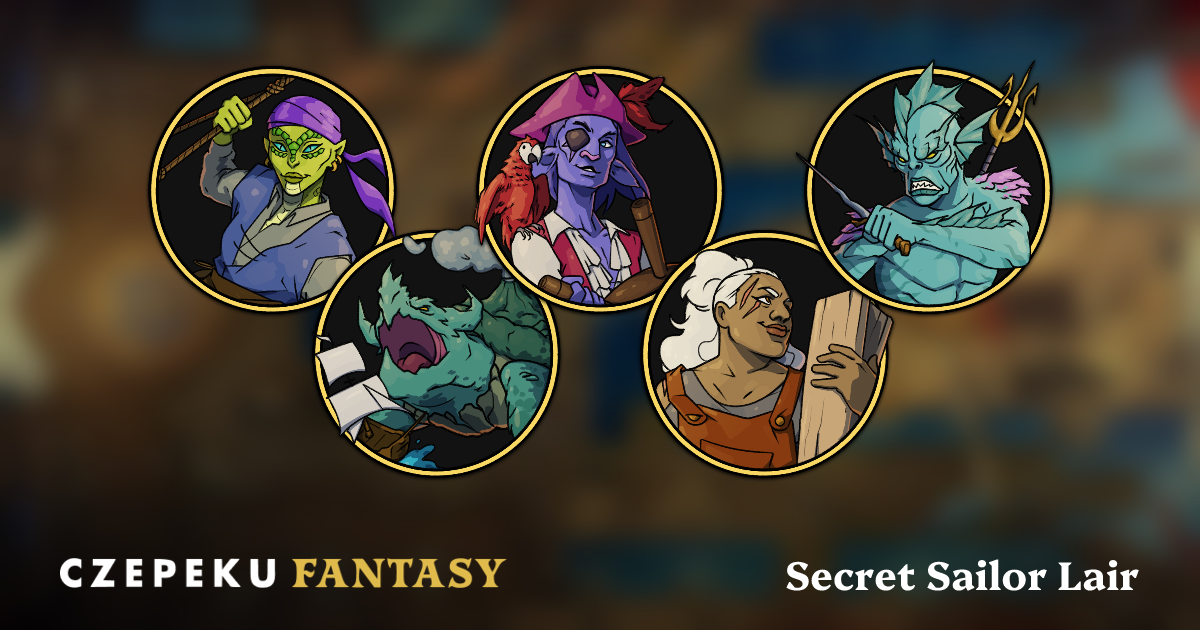 Secret Sailor Lair Token Pack | Hand-Drawn Fantasy RPG Tokens by Czepeku