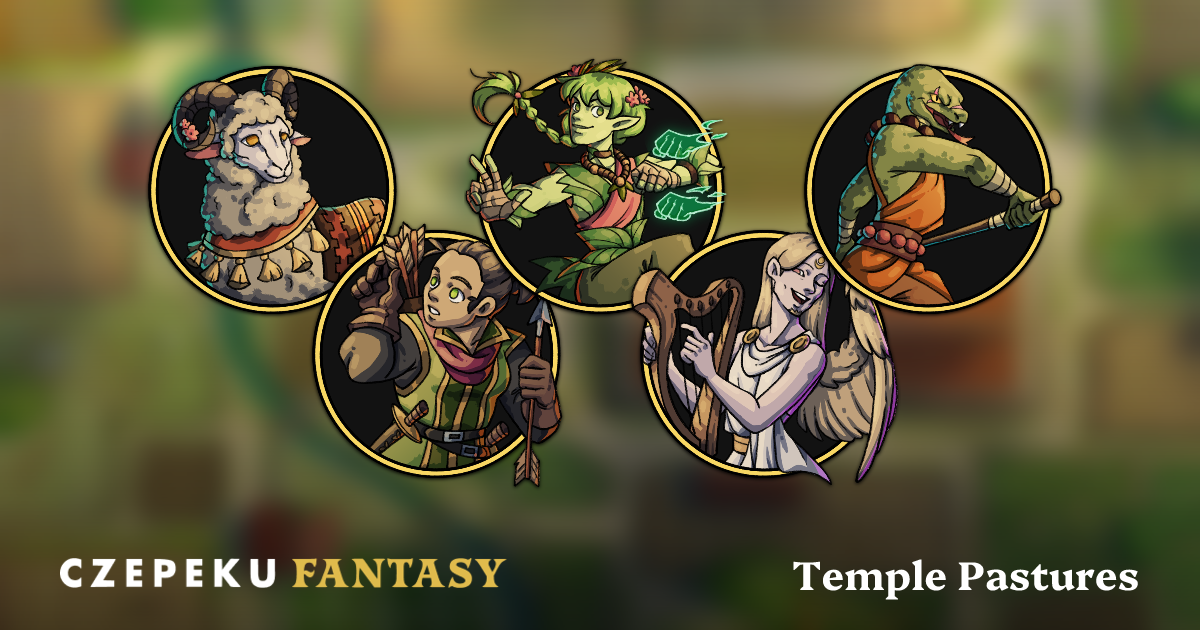 Temple Pastures Token Pack | Hand-Drawn Fantasy RPG Tokens by Czepeku