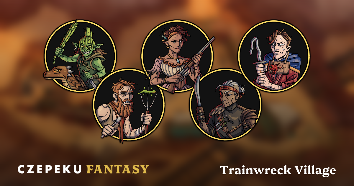 Trainwreck Village Token Pack | Hand-Drawn Fantasy RPG Tokens by Czepeku