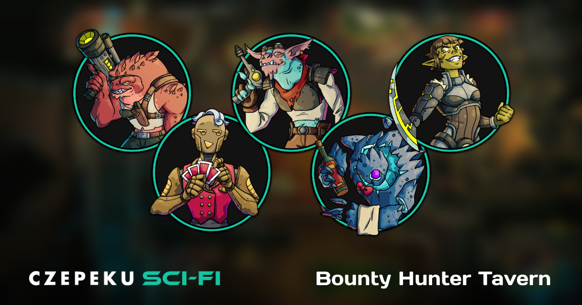 Bounty Hunter Tavern Token Pack | Hand-Drawn Sci-Fi RPG Tokens by Czepeku