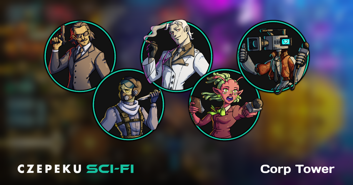 Corp Tower Token Pack | Hand-Drawn Sci-Fi RPG Tokens by Czepeku