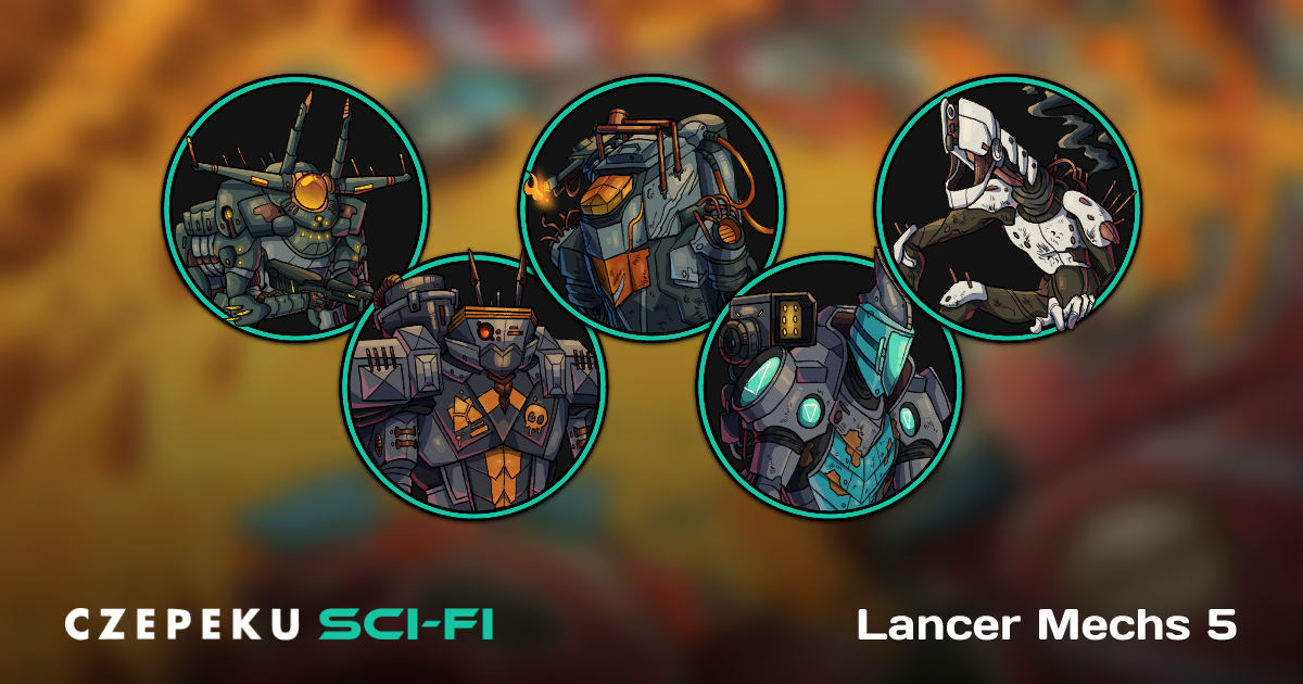 Lancer Mechs 5 Token Pack | Hand-Drawn Sci-Fi RPG Tokens by Czepeku