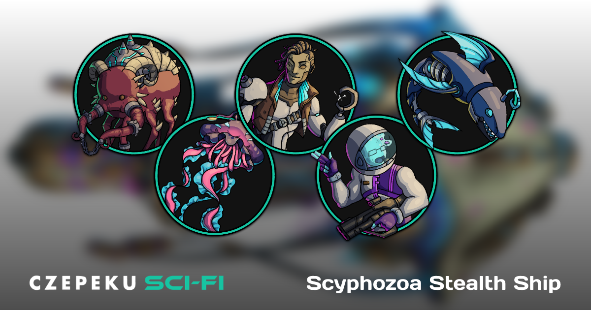 Scyphozoa Stealth Ship Token Pack | Hand-Drawn Sci-Fi RPG Tokens by Czepeku