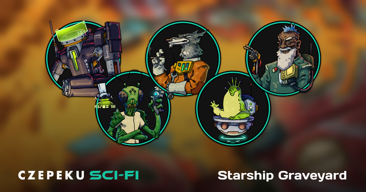 Starship Graveyard Token Pack | Hand-Drawn Sci-Fi RPG Tokens by Czepeku
